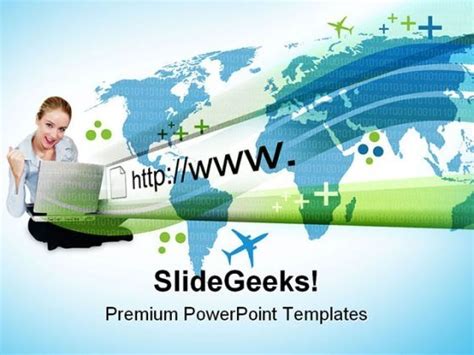 Woman On Laptop Internet PowerPoint Themes And PowerPoint Slides 0811