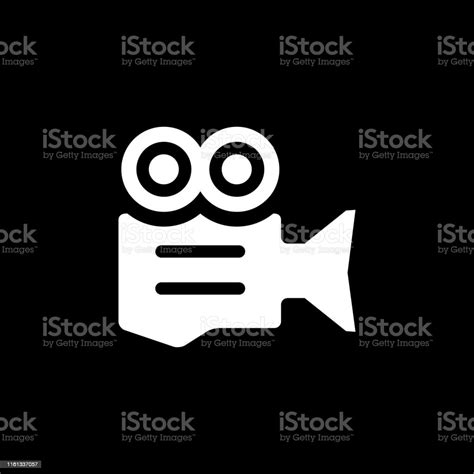 검은 배경에 필름 카메라 아이콘입니다 검은 색 평면 스타일 벡터 그림입니다 Performing Arts Event에 대한 스톡 벡터 아트 및 기타 이미지