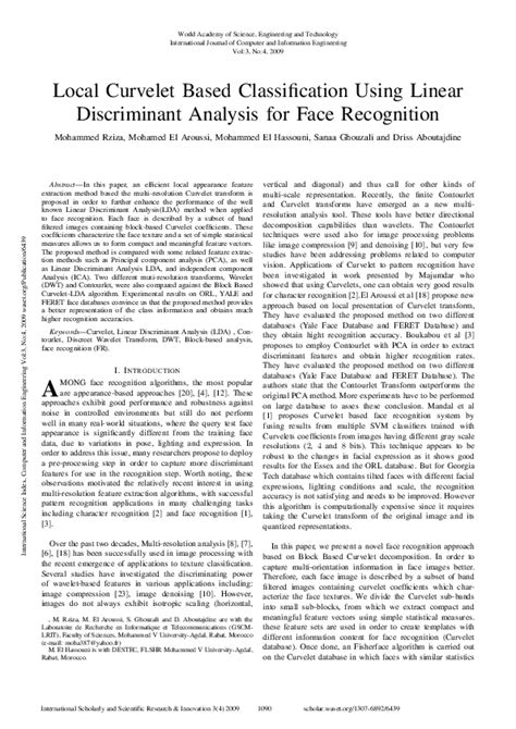 Pdf Local Curvelet Based Classification Using Linear Discriminant