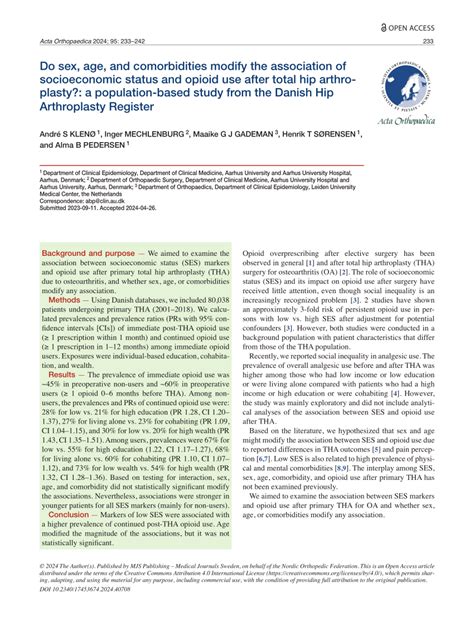 PDF Do Sex Age And Comorbidities Modify The Association Of Socioeconomic Status And Opioid