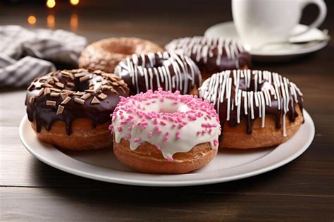 Premium Photo Assorted Donuts With Chocolate Frosted