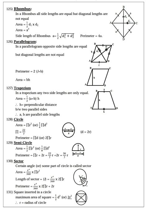 ARITHMETIC AND REASONING FOR COMPETITIVE EXAMS Mensuration Formulas