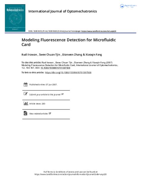 Pdf Modeling Fluorescence Detection For Microfluidic Card
