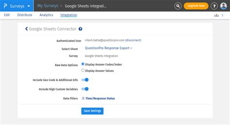 Google Sheets Integration QuestionPro Help Document