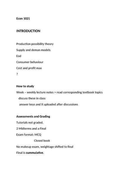 Econ Week My Written Lecture Notes For Week Econ