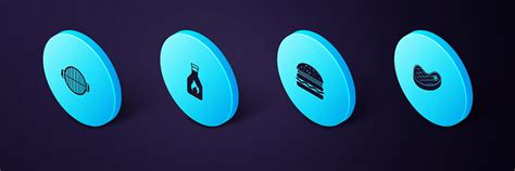 아이소메트릭 스테이크 고기 버거 케첩 병 및 바베큐 그릴 아이콘을 설정합니다 벡터 3차원 형태에 대한 스톡 벡터 아트 및 기타 이미지 3차원 형태 겨자 고기 Istock