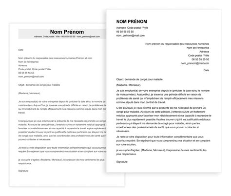 Exemple De Lettre Pour Demande De Congé Maladie