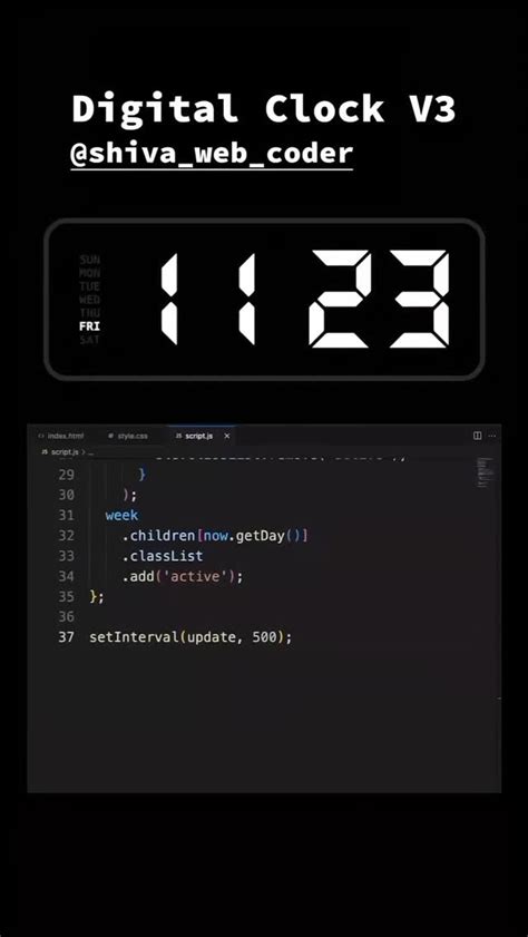 Shiva Codex Digital Clock V3 Modern Design With Html Css