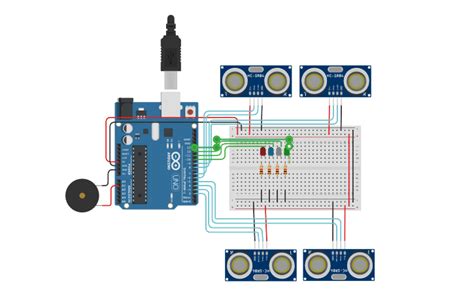 Circuit Design Bonus Assignment Ultrasonic Sensors Cars Tinkercad