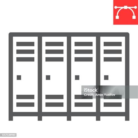 학교 사물함 라인 아이콘 학교 및 교육 사물함 사인 벡터 그래픽 편집 가능한 스트로크 선형 아이콘 Eps 10 강철에 대한 스톡