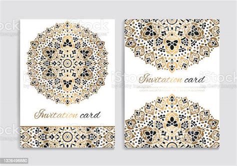 벡터 만다라 패턴의 골드 화이트 및 블랙 초대 카드 디자인 빈티지 장식 템플릿 배경 과 벽지에 사용할 수 있습니다 장식에 좋은 우아하고 고전적인 벡터 요소 0명에 대한 스톡