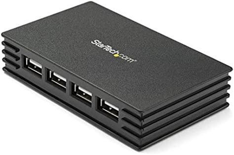 StarTech Com 4 Port Compact Black USB 2 0 Hub Bus Powered Or With Included Power Adapter