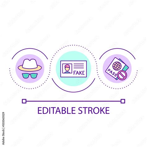 Identity Document Forgery Loop Concept Icon Fake Passport And Id Crime And Fraud Illegal