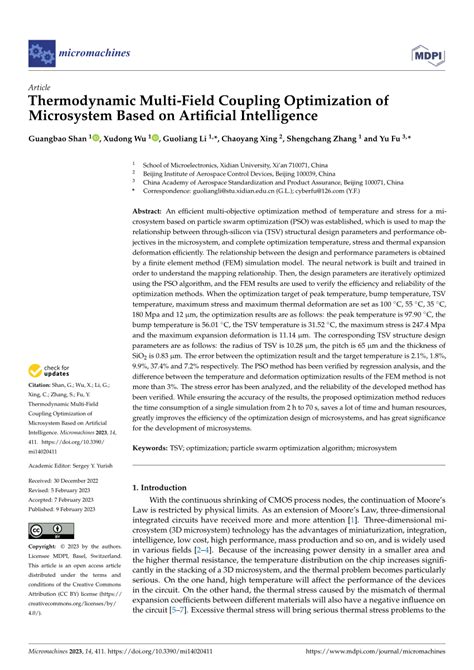 pdf thermodynamic multi field coupling optimization of microsystem