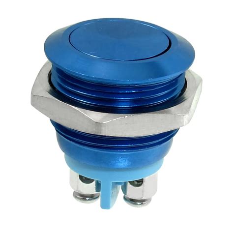 16mm Flush Mounted Momentary SPST Blue Stainless Steel Round Push Button Switch In Switches From