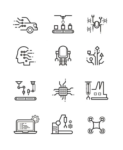 Premium Vector Robot Technology And Robotic Machinery Line Icons