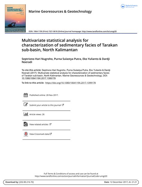 Pdf Multivariate Statistical Analysis For Characterization Of Sedimentary Facies Of Tarakan