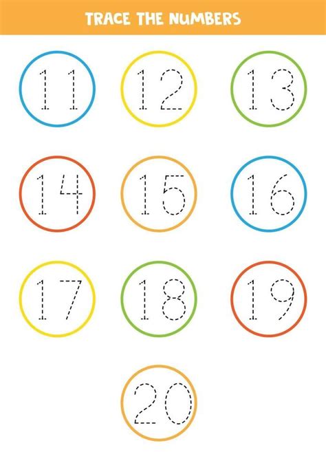 tracing numbers from 11 to 20 writing practice writing practice