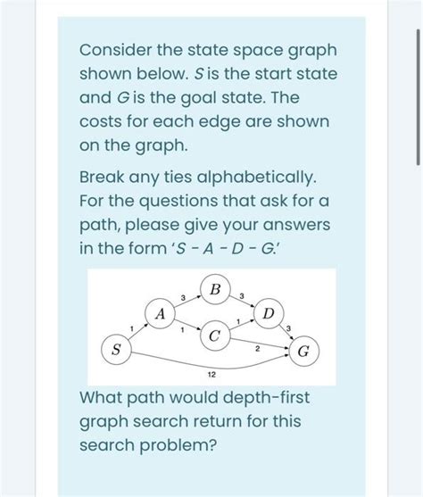 solved consider the state space graph shown below s is the