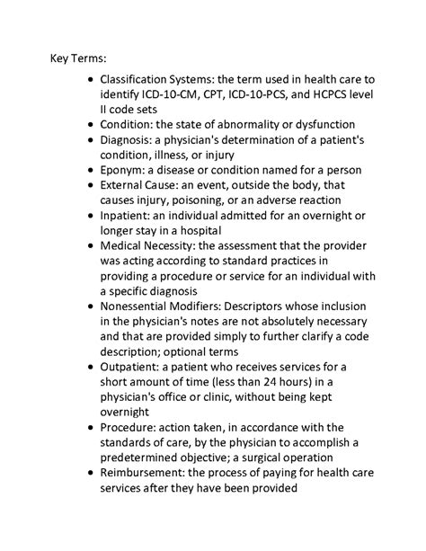Medical Coding Chapter 1 Intro To The Languages Of Coding Key Terms