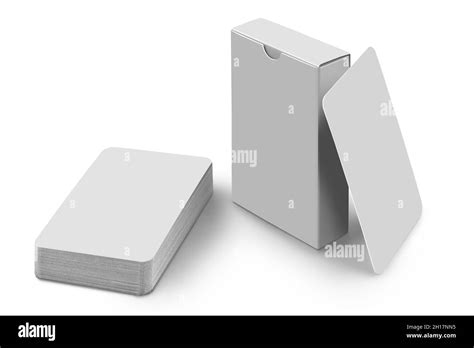 Stack Of Playing Cards With Box Isolated On White Stock Photo Alamy