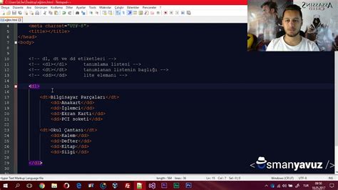 Html Dl Dt Ve Dd Etiketleri 13 Html5 Dersleri Youtube