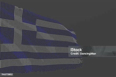 국기 3d 그림의 멋진 날 회색 배경에 빛나는 도트 웨이브로 만든 그리스 고립 된 국기의 현대 사진 0명에 대한 스톡 사진 및 기타 이미지 Istock