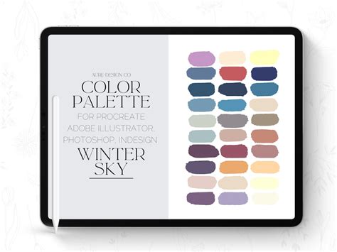 Procreate Color Palette Winter Sky Inspired Color Scheme For Procreate Digital Paint Colors