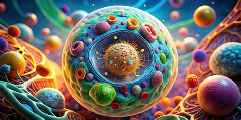 A Vibrant Artistic Depiction Of Cellular Structures And Organelles Within A Complex Biological