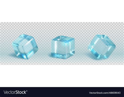 3d Water Ice Cube Piece Isolated Realistic Vector Image