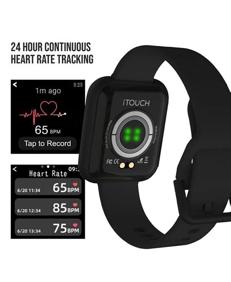 Itouch Air 3 Unisex Black Silicone Strap Smartwatch 44mm With Black Amp
