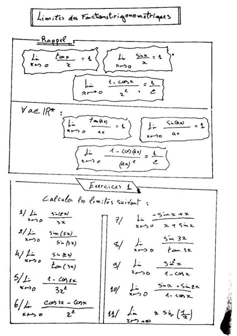 SOLUTION Limites Des Fonctions Trigonom Triques Studypool