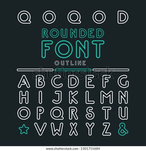 Rounded Outline Font Vector Letters Set Stock Vector Royalty Free 1301755684 Shutterstock