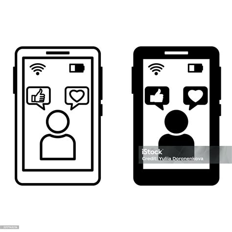 스마트폰 아이콘 흑인과 백인 벡터 그림 터치 스크린 휴대 전화 가제트 기술 Wifi와 같은 휴대 전화와 충전 수준을 보여주는 배터리에 사람이 있습니다 장치 개념 벡터에 대한