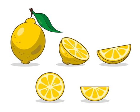 Premium Vector Lemon Set Sliced Lemon Lemon Slices