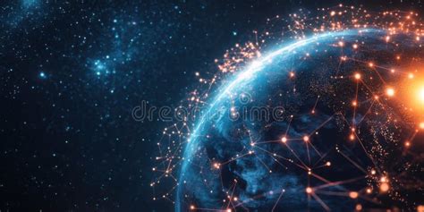 Visual Representation Of Connected Global Network Highlighting Earth