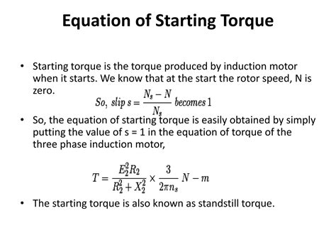 Torque Equation For Polyphase Induction Motor Pptx