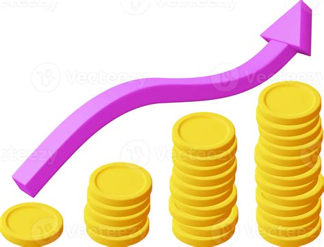 3d Growth Stock Chart Arrow With Golden Coins 35712146 Png