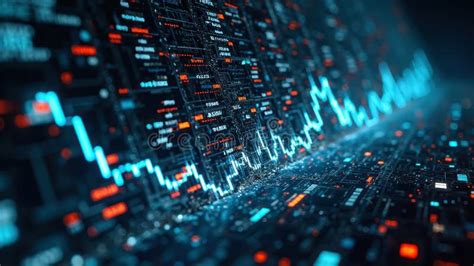 Digital Data Visualization With Futuristic Financial Graphs And Circuit Board Design Stock