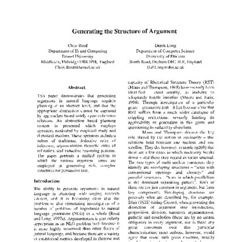 Generating The Structure Of Argument Acl Anthology
