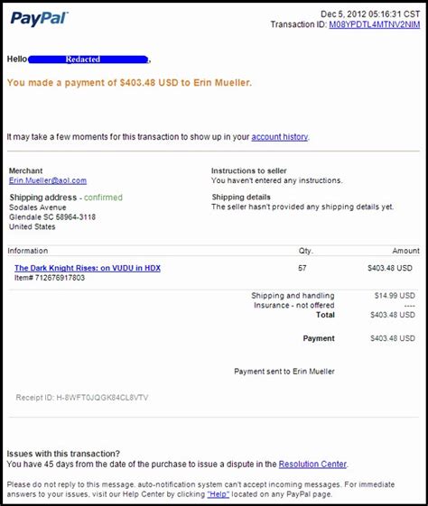 Fake Paypal Payment Template