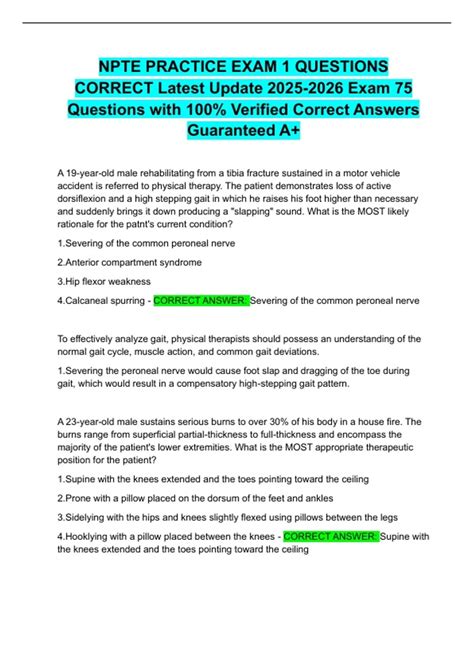 Npte Practice Exam 1 Questions Correct Latest Update Exam 75 Questions
