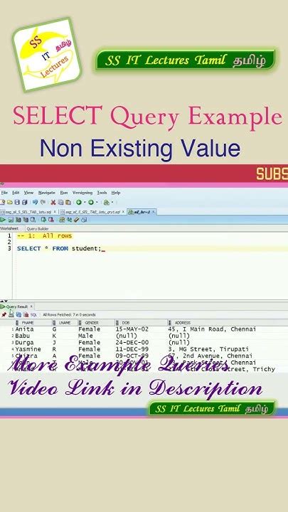 Sql Select Query Non Existing Value Oracle Tamil Shorts Dbms Sql