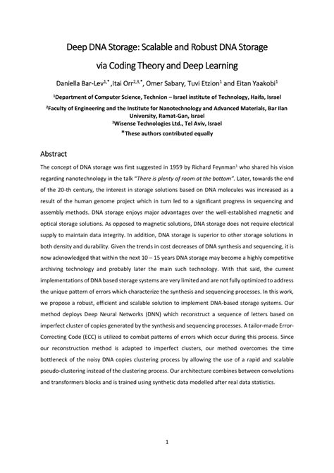 Pdf Deep Dna Storage Scalable And Robust Dna Storage Via Coding Theory And Deep Learning