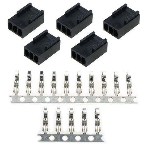 Luorng 1set Female 3 Pin Pc Fan Connector Kit 5pcs 3 Pin