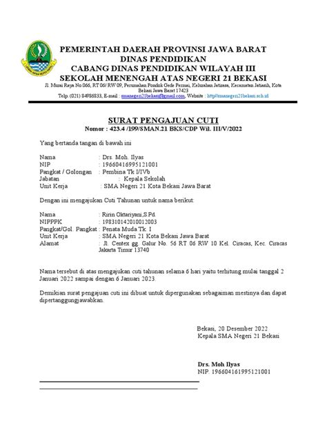 Surat Pengajuan Cuti Pdf