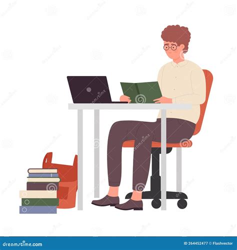 Nerd Babe Sitting At Computer Stock Vector Illustration Of Reading Back