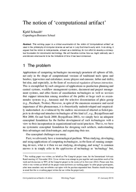 Pdf The Notion Of ‘computational Artifact
