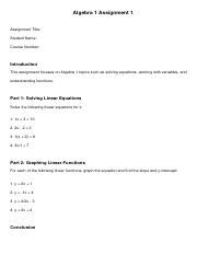 Algebra Solving Equations Graphing Functions Course Hero