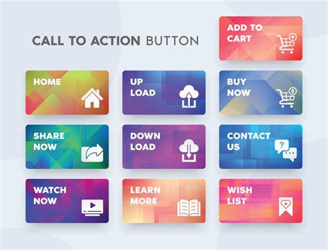 Web Button Design For Cta Or Call To Action With Gradient Color And